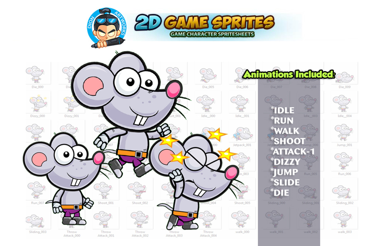 Rat 2D Game Sprites, an Illustration by DionArtworks
