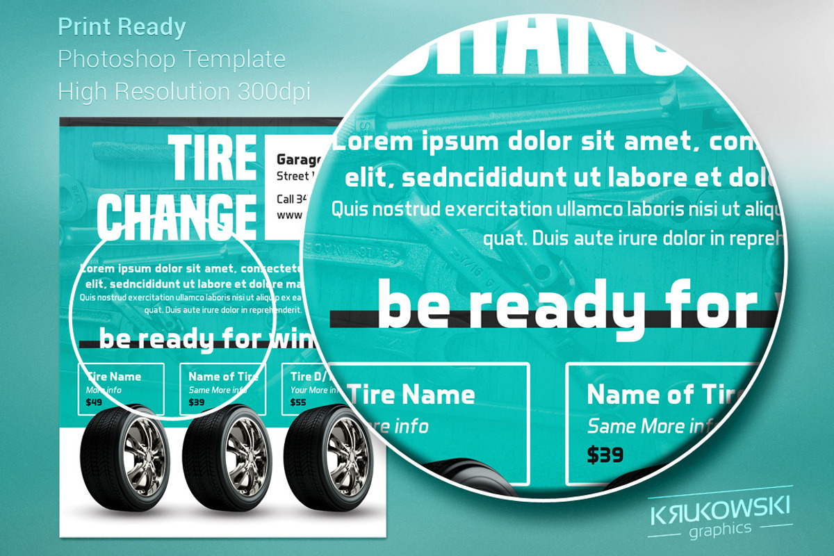 Tire Services Flyer Template, a Flyer Template by Krukowski Graphics