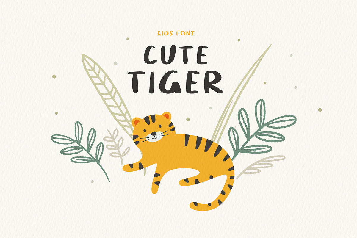Cute tiger | Kids font, a Sans Serif Font by JuliaVolkova