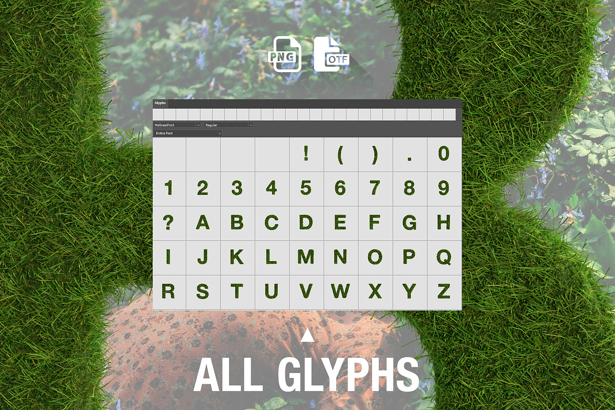 MS Grass Bitmap Opentype Font and PNGs