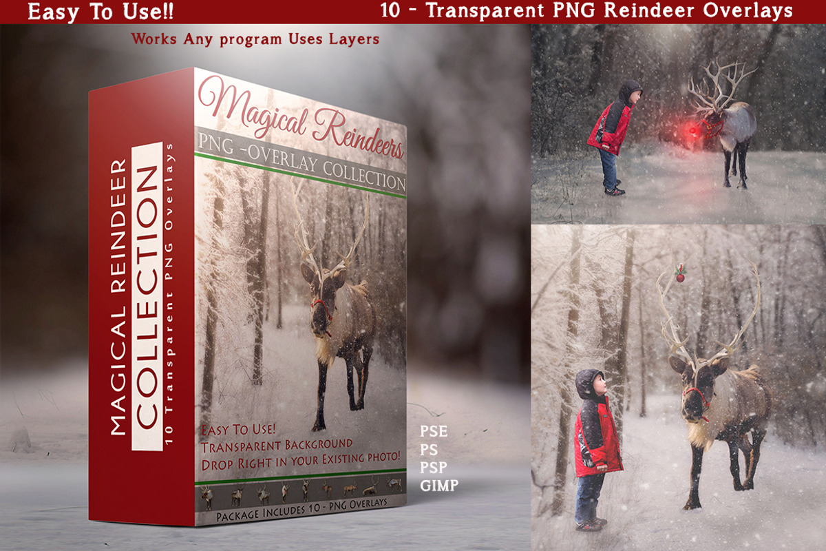 10 - PNG -Reindeer Overlays, an Object Graphic by DareToDream