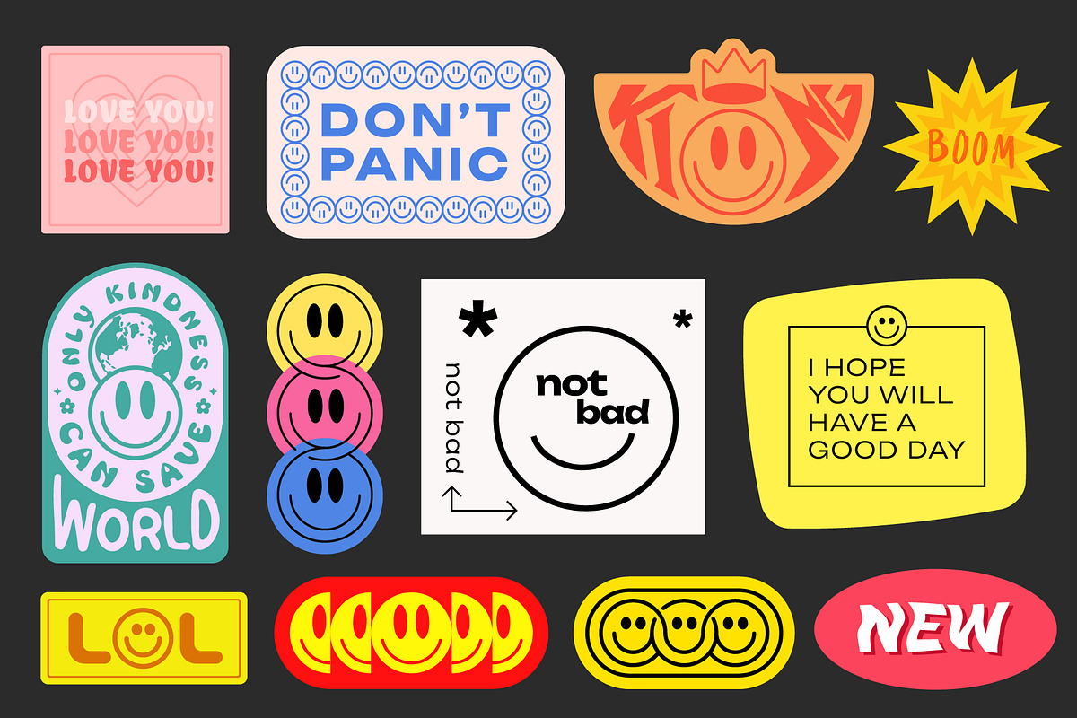 LIFE IS COOL. Trendy Vector Stickers.