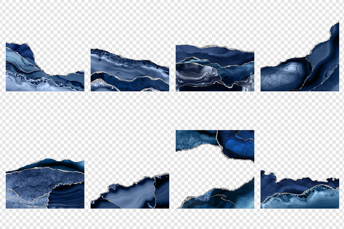 Navy & Silver Agate Borders, a Texture Graphic by Digital Curio