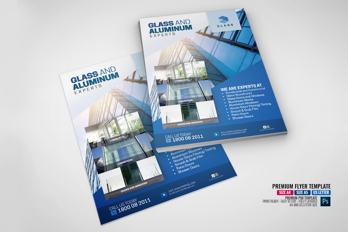 Glass and Aluminum Works Flyer, a Flyer Template by PSDPixel