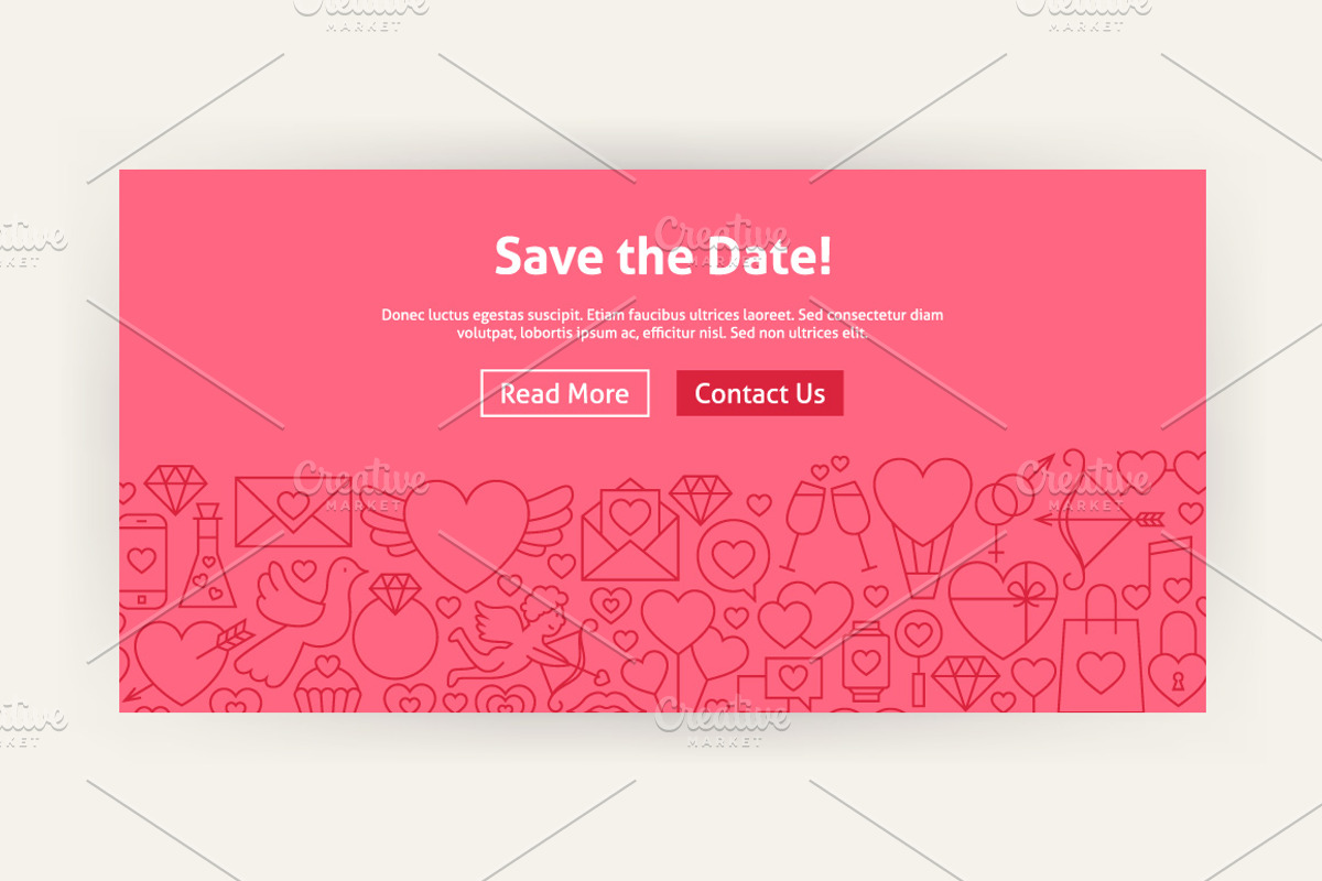 Valentine`s Day Line Art Web Banners, an Illustration by Anna_leni