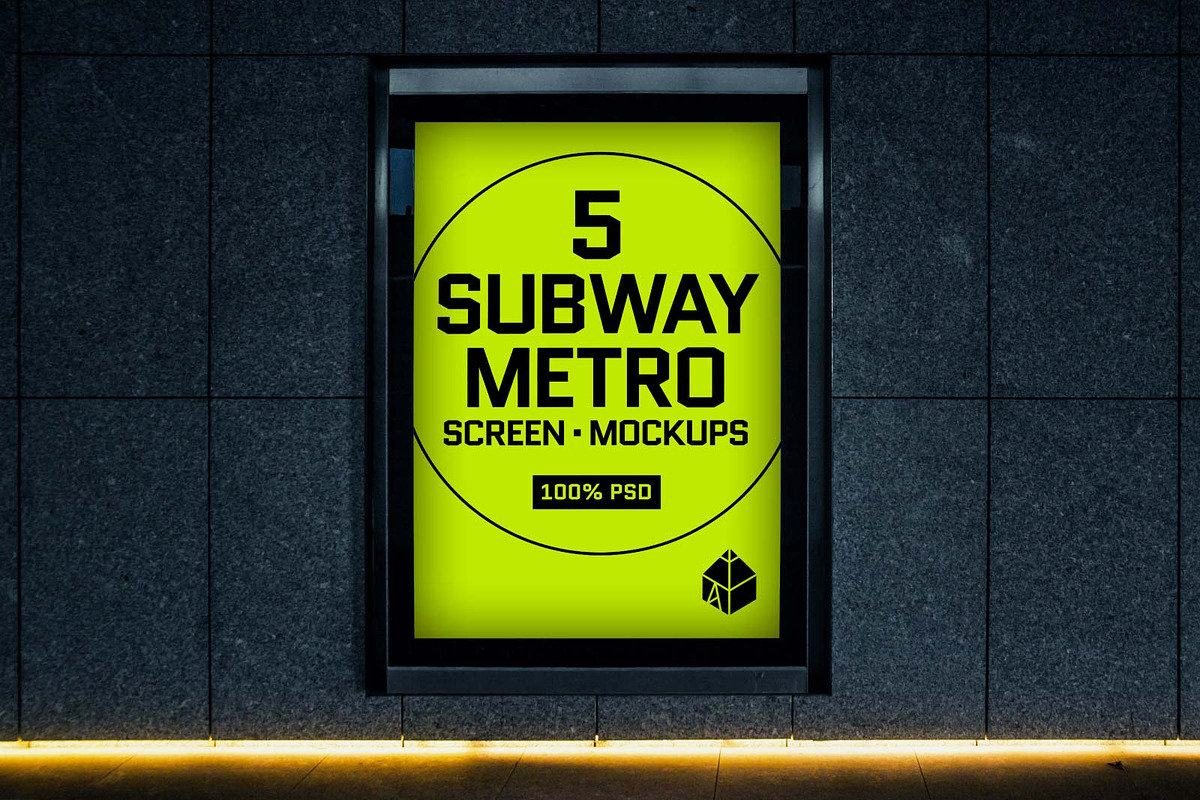 4 Subway Metro Underground Mock-Ups, an Advertising Mockup by Graphic ...