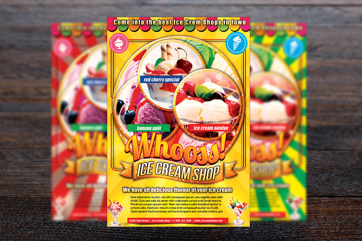 Ice Cream Shop Promotion Flyer, a Flyer Template by Design Addict