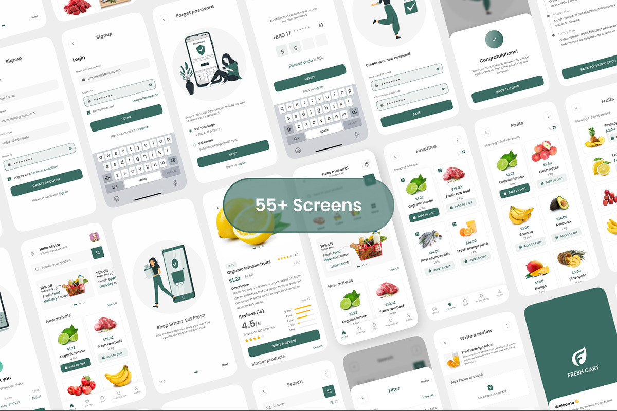 Fresh Cart-Grocery Mobile App UI Kit, an App Template by CreativeUI
