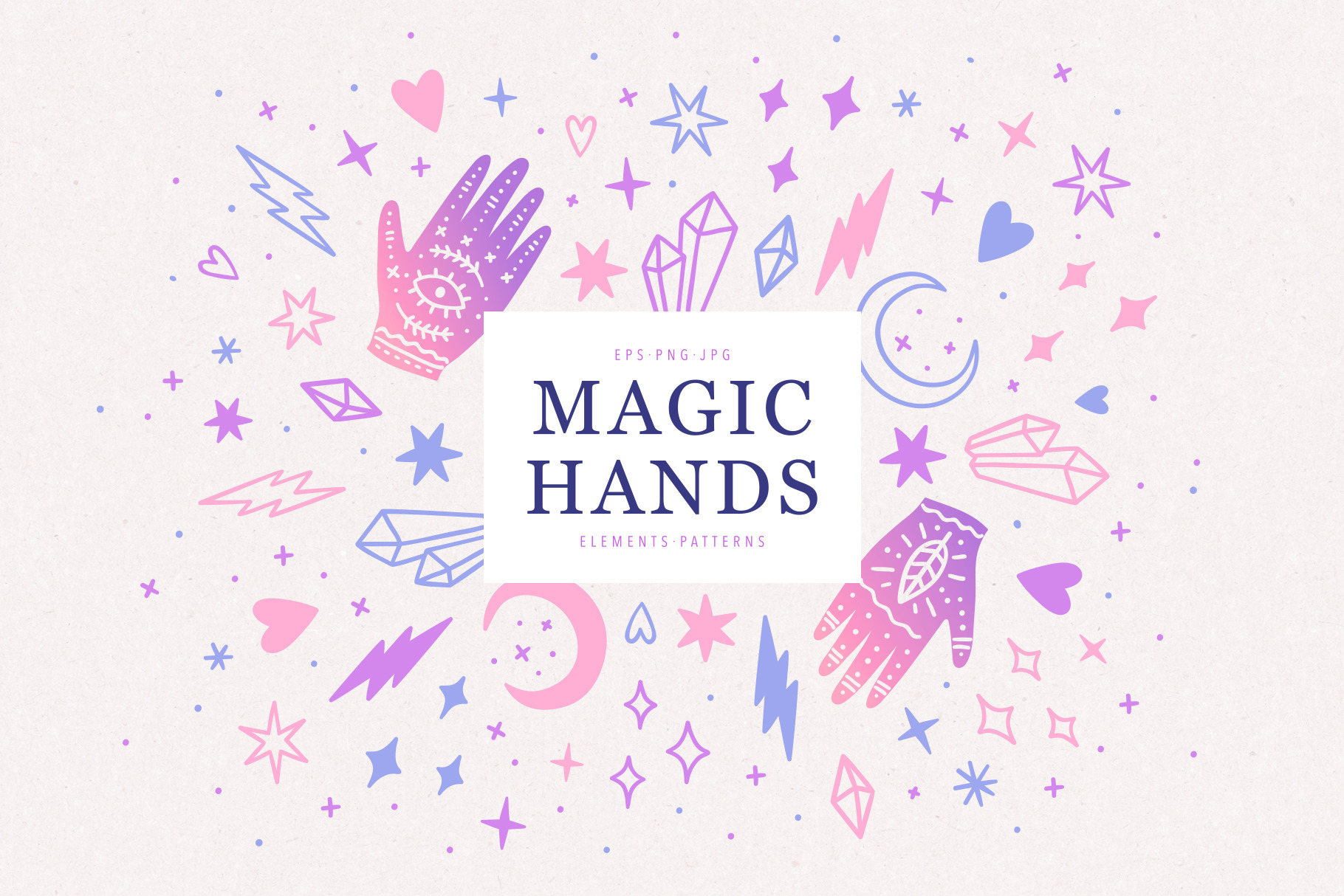 Magic hands and crystals set, an Object Graphic by kondratya