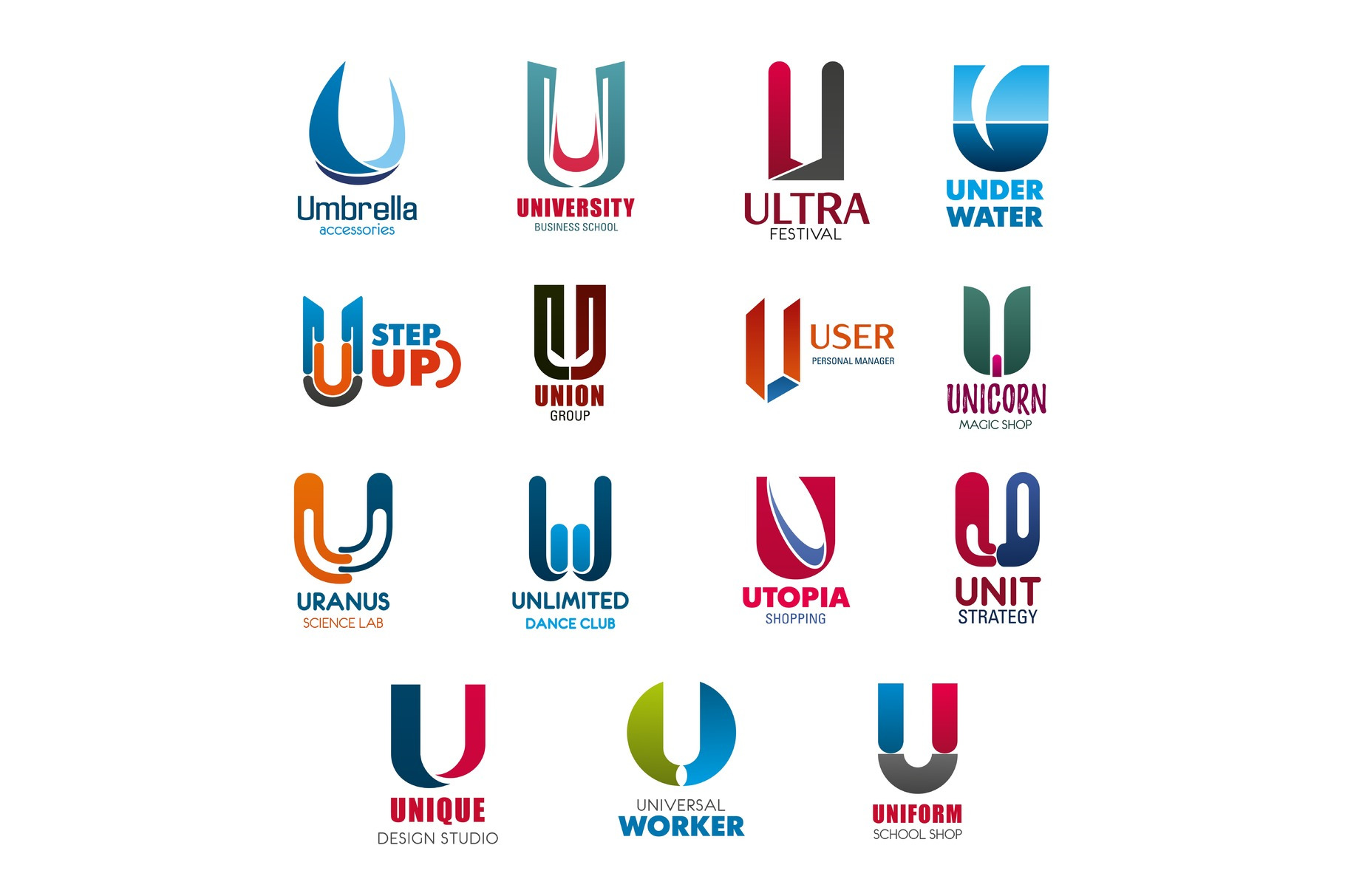 Business letter U icons, an Outline Icon by Vector Tradition