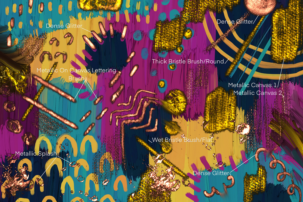 Acrylic & Metallics Brush Set, a Brush Add-On by OlgaRom | Creative Market