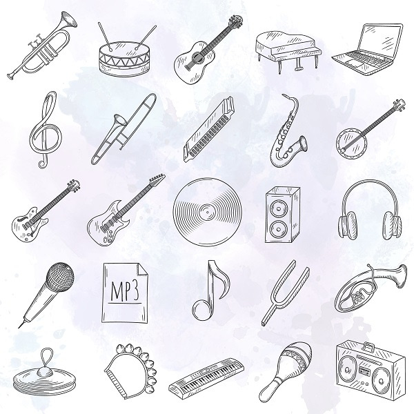 Set of hand drawn music icons. | Outline Icons ~ Creative Market