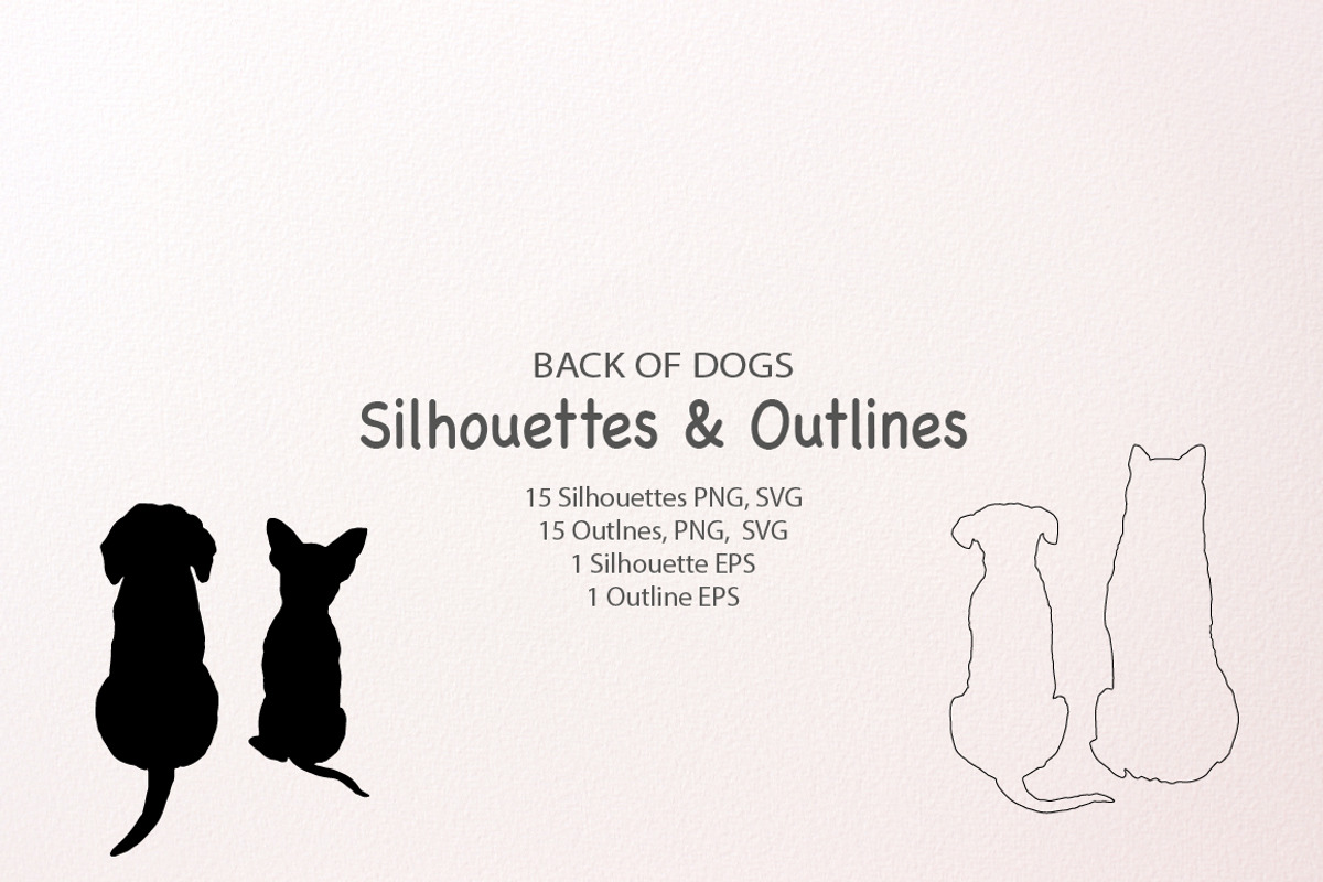 Back of Dogs Silhouettes, Outlines,, an Animal Illustration by Corner Croft