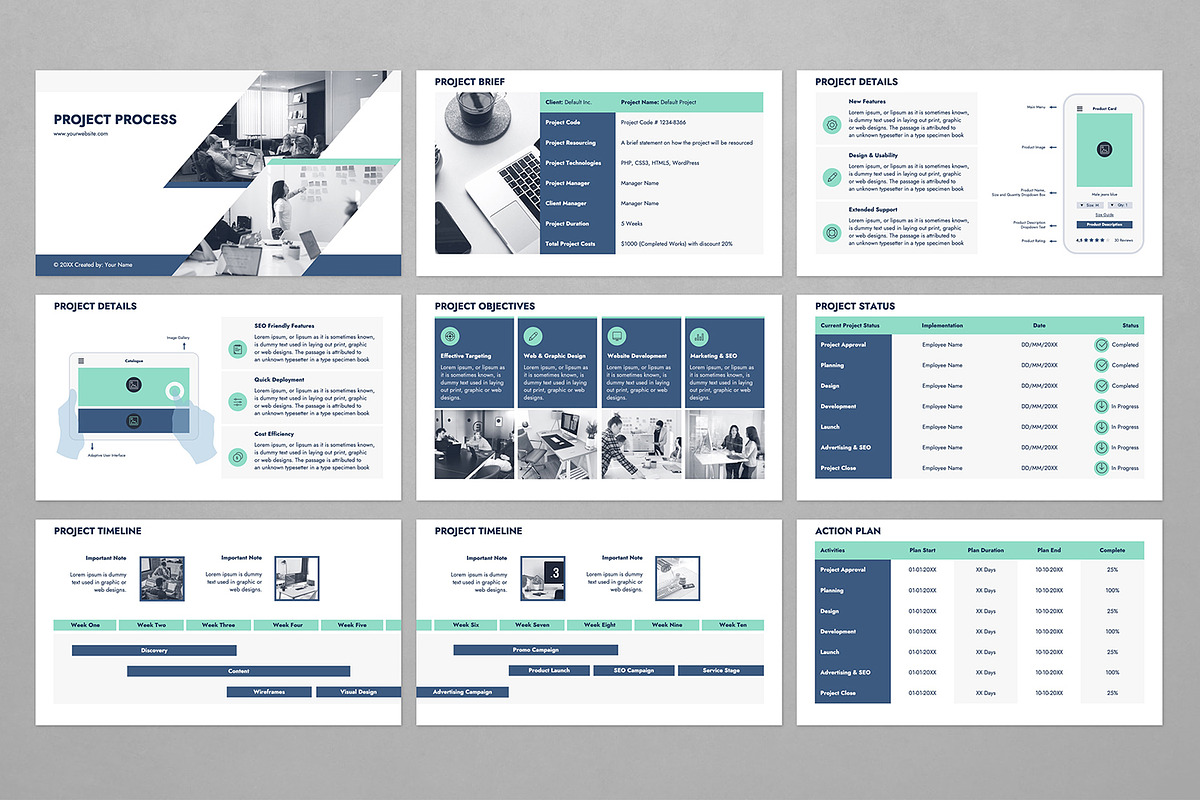 Project Process PowerPoint, a Presentation Template by JetzTemplates