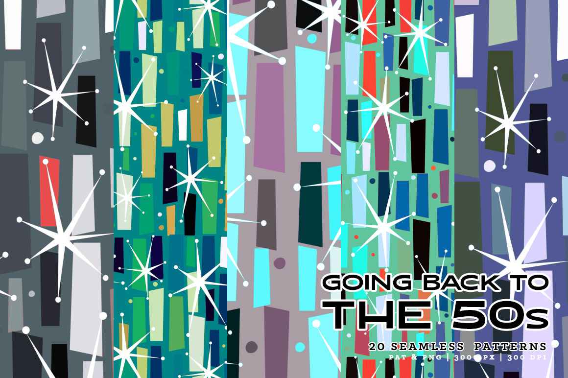 50s inspired seamless patterns