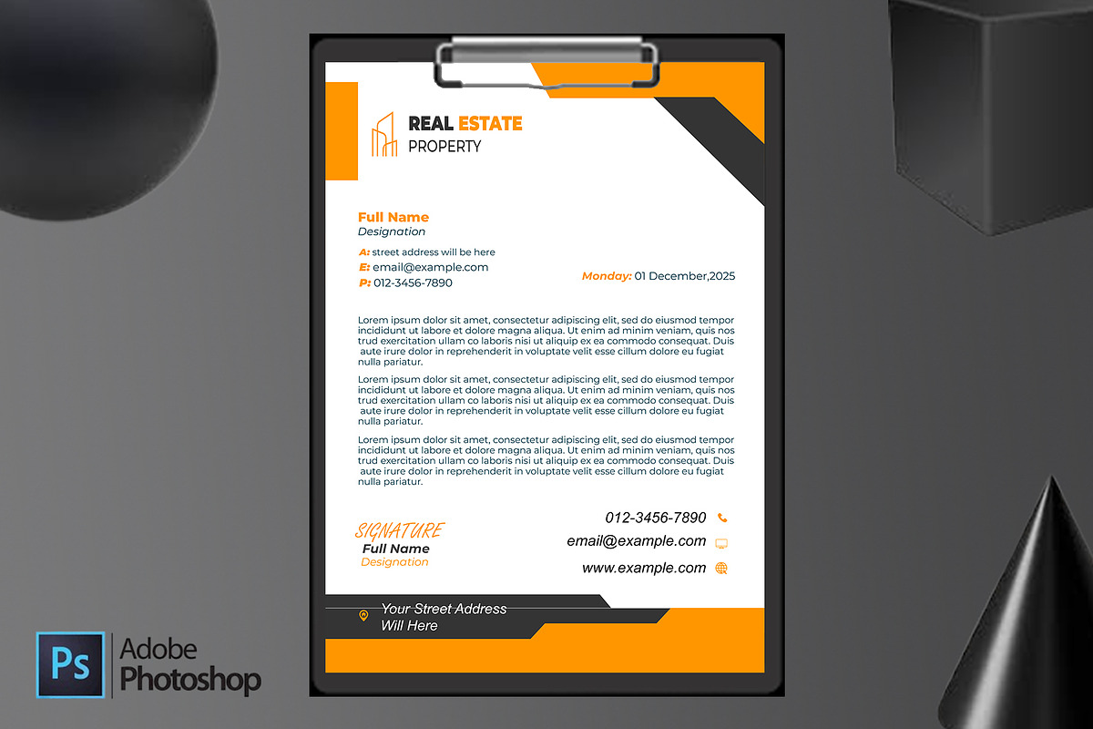 Stationery Letterhead Template PSD