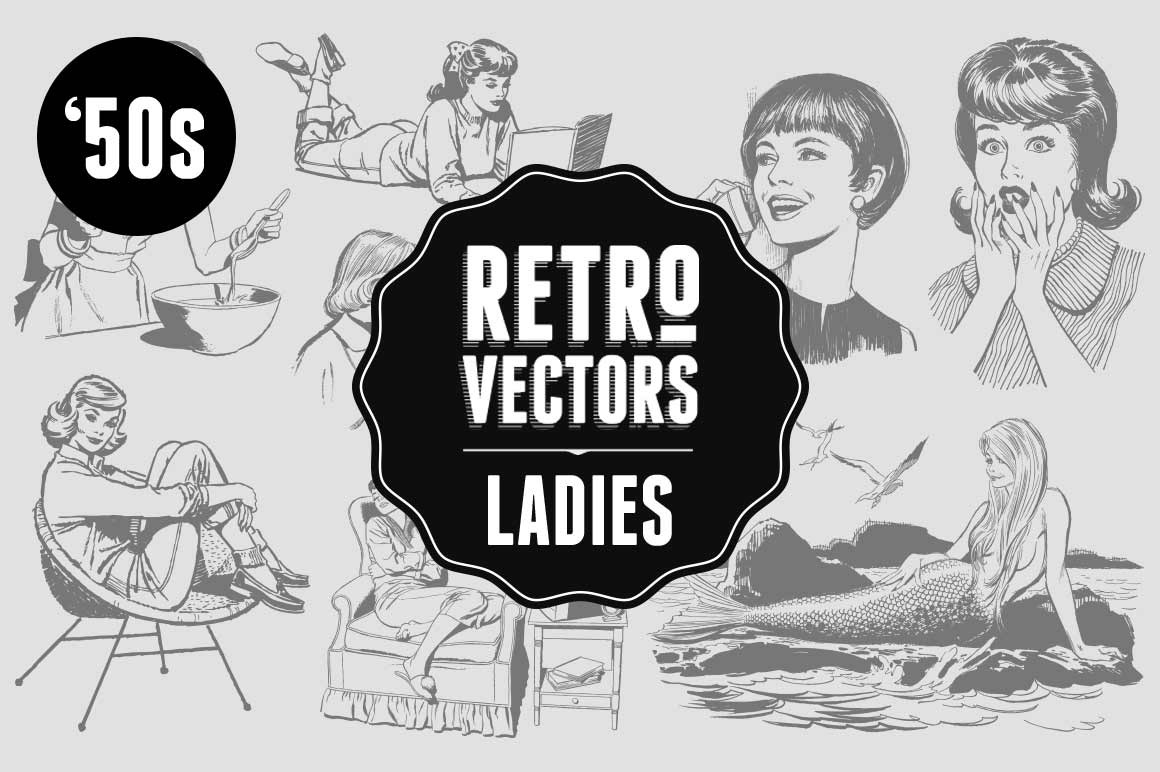 '50s Ladies, an Illustration by Retro Vectors