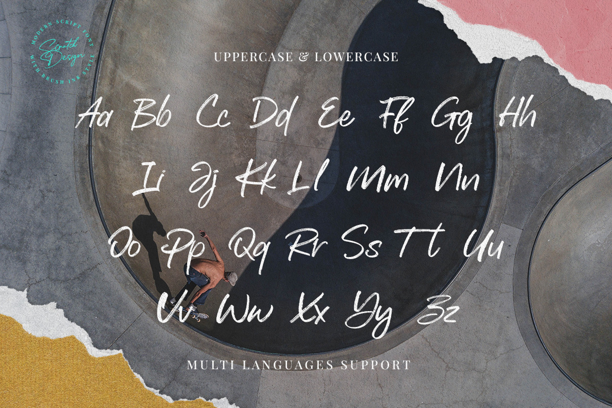 Modern Script with brushed ink texture | Creative Market