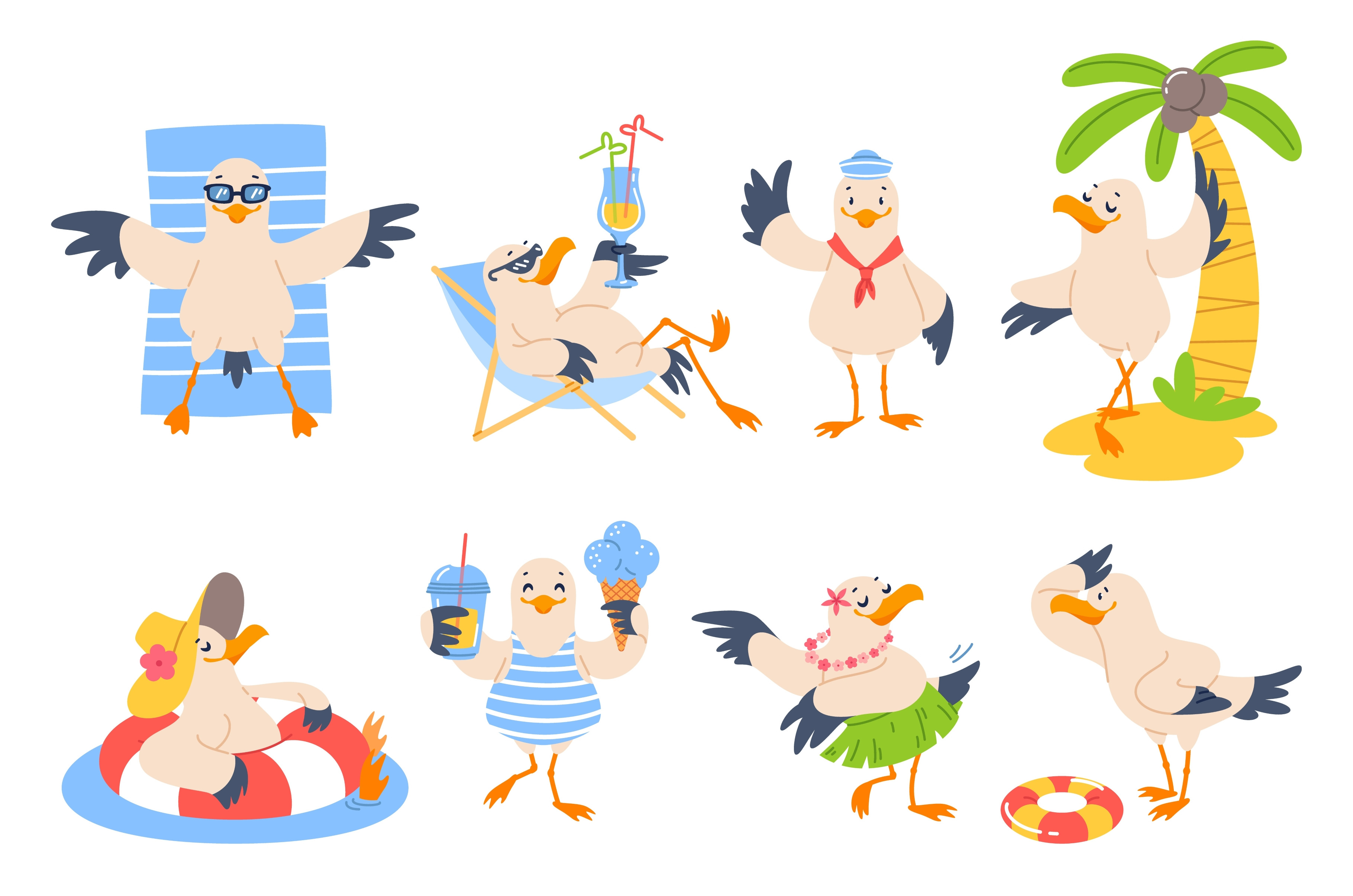 Cute seagull character. Cartoon, an Animal Illustration by YummyBuum