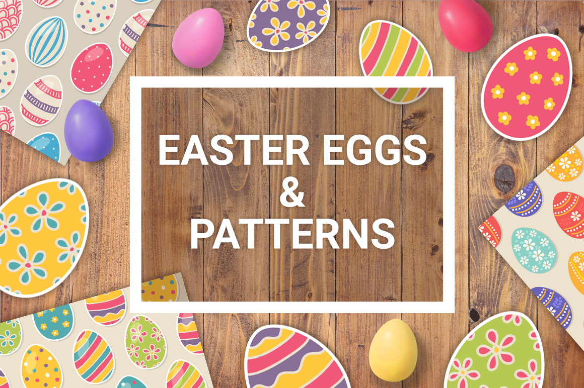 50 Easter Eggs and Seamless Patterns, a Pattern Graphic by miumiu