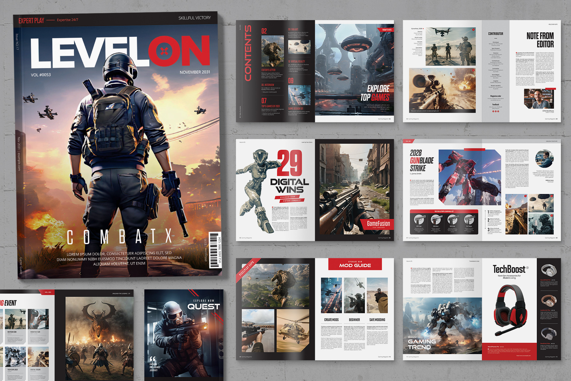 Gamer Magazine Template, a Magazine Template by BrandPacks