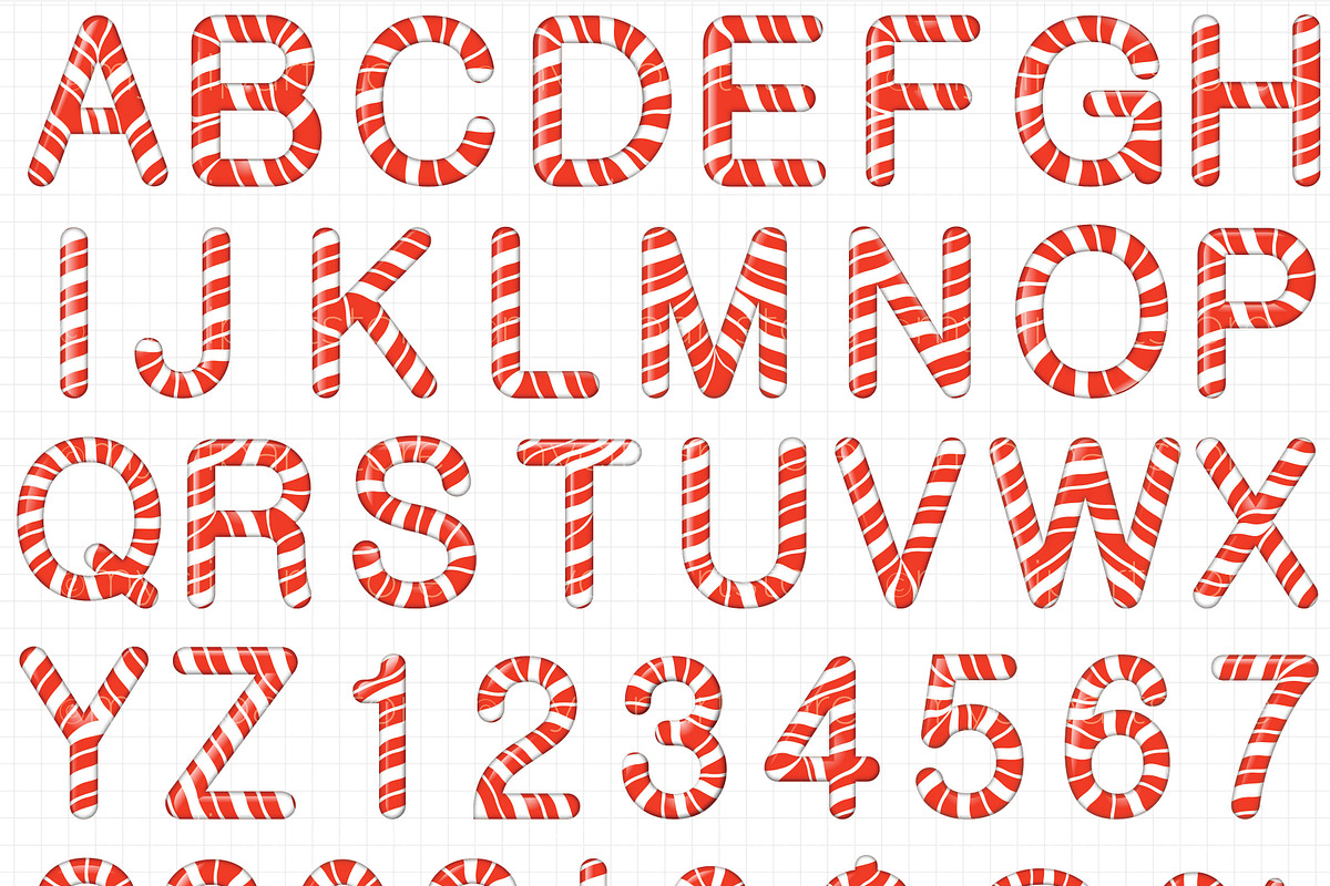 Candy Cane Alphabet Clipart, an Illustration by MyClipArtStore