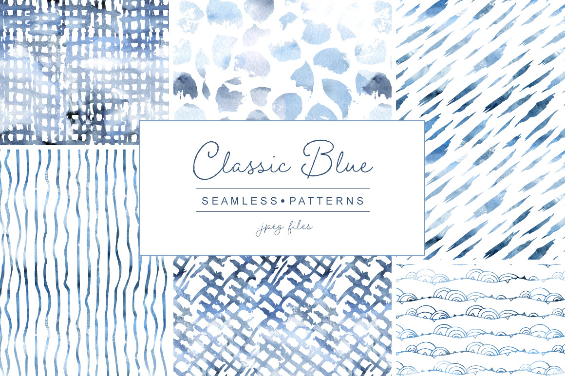 Classic blue. Watercolor patterns, a Pattern Graphic by JuliaBadeeva