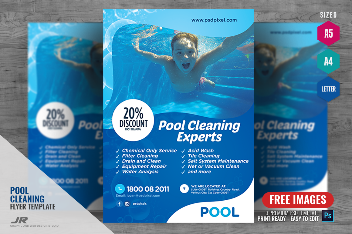 Pool Services Flyer, a Flyer Template by PSDPixel