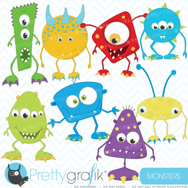 monster clipart commercial use, an Illustration by PrettyBundles