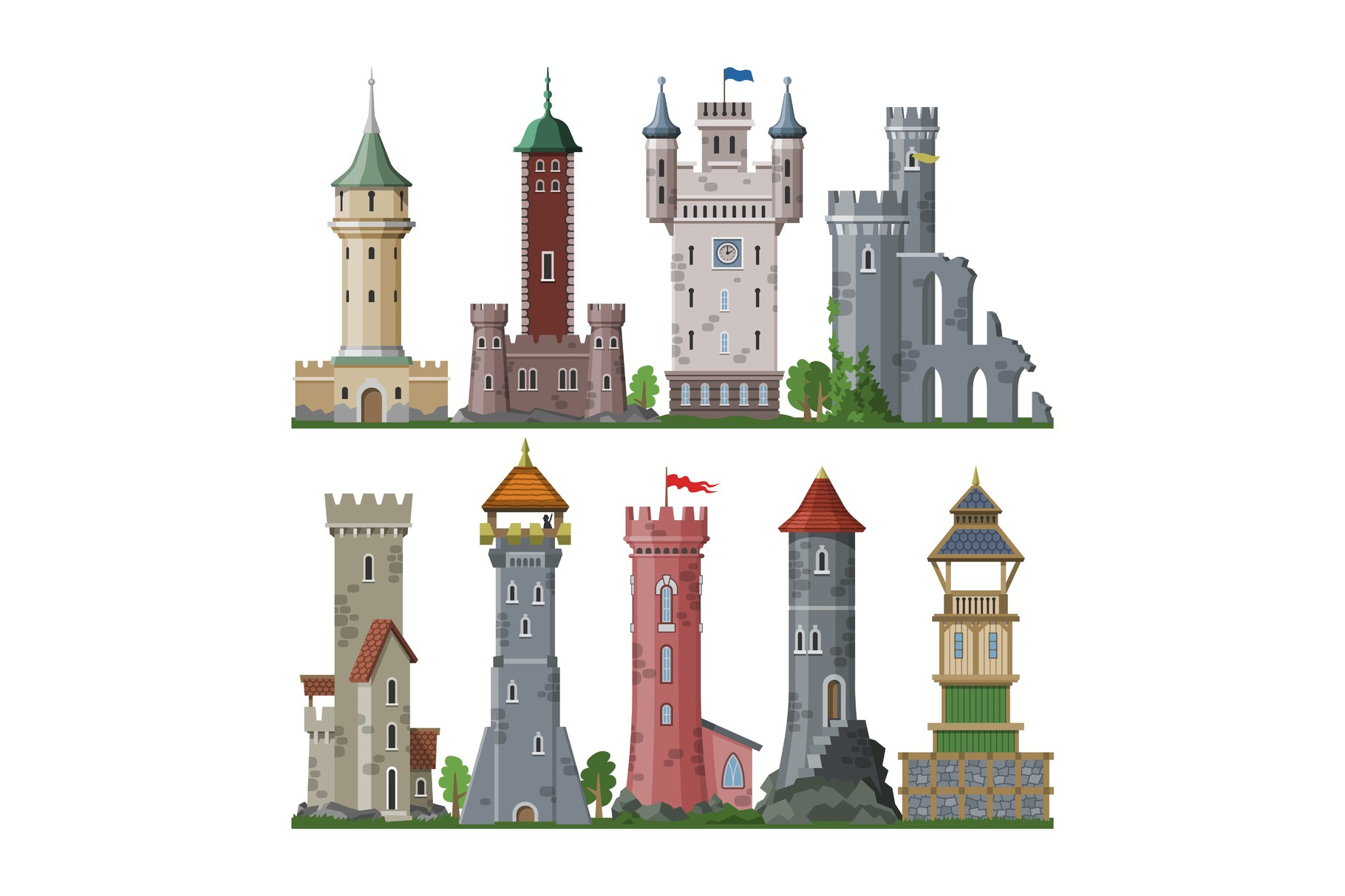 Medieval tower vector cartoon castle, an Architecture Photo by RocketArt
