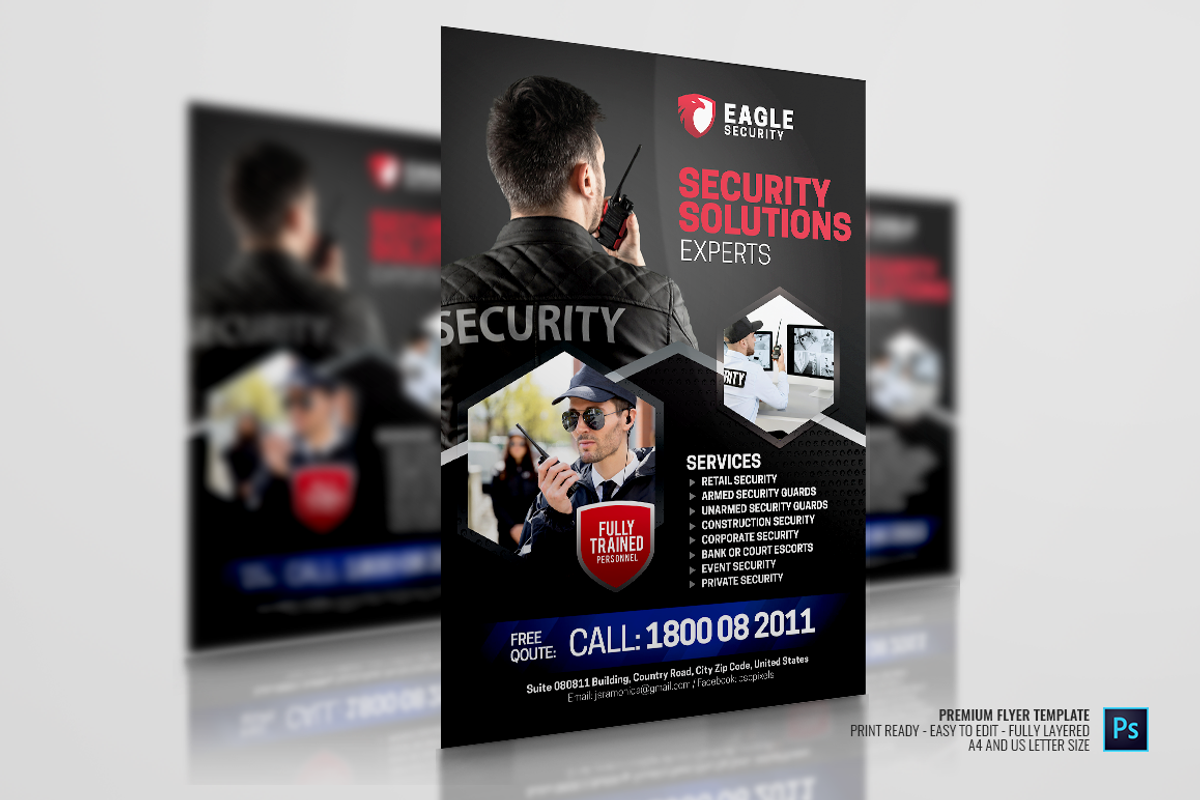 Security Services Flyer, a Flyer Template by PSDPixel