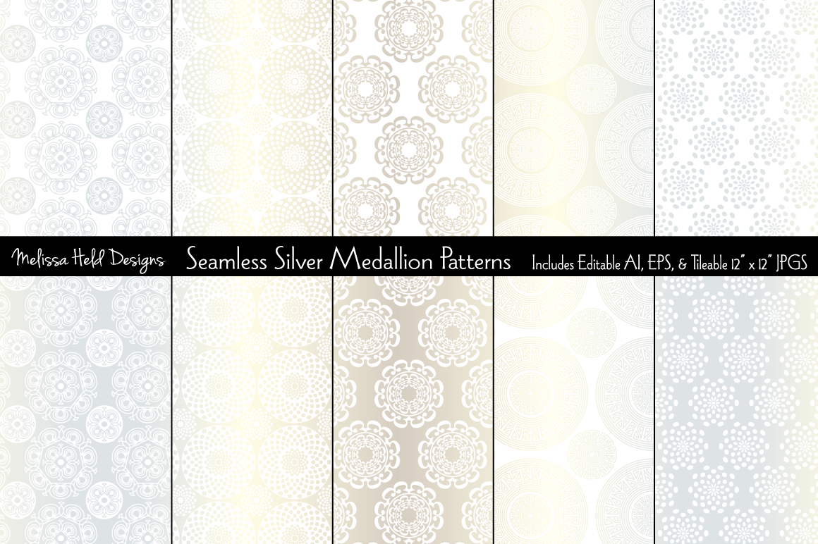 Seamless Silver Medallion Patterns, a Pattern Graphic by Melissa Held ...