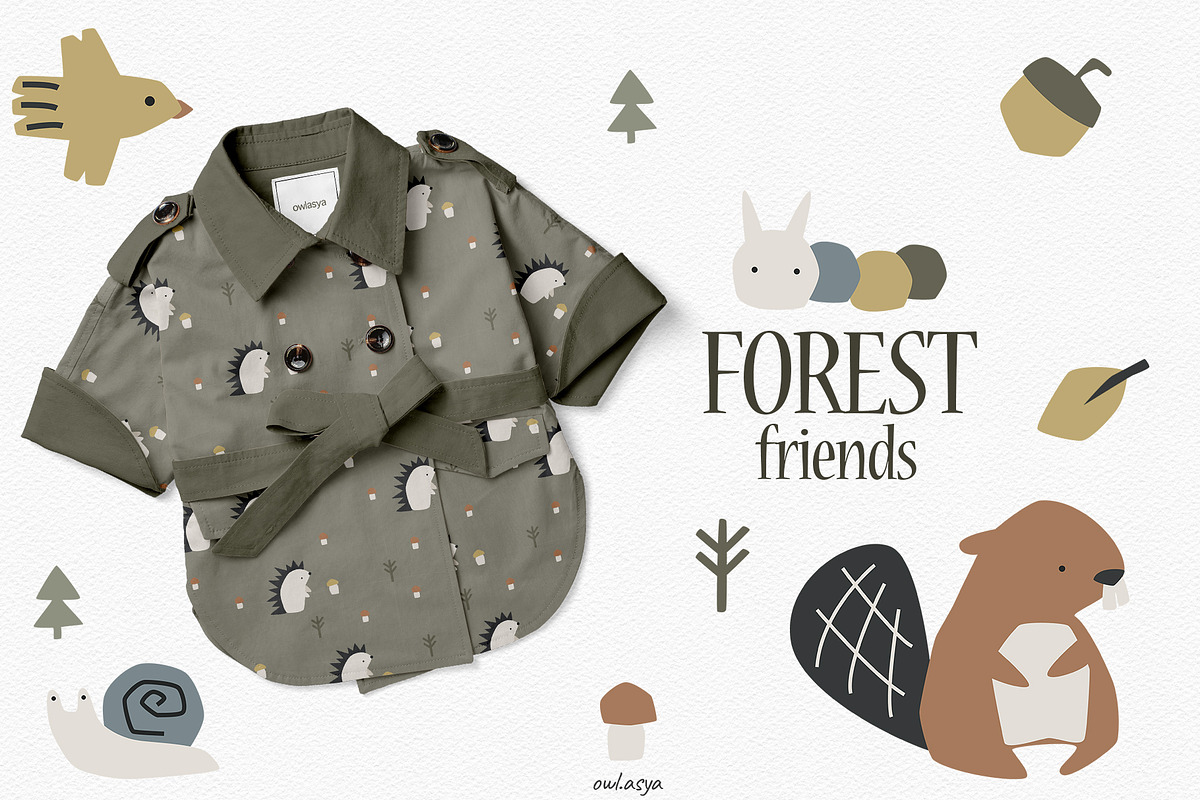 Forest Friends Collection, a Pattern Graphic by owlasya