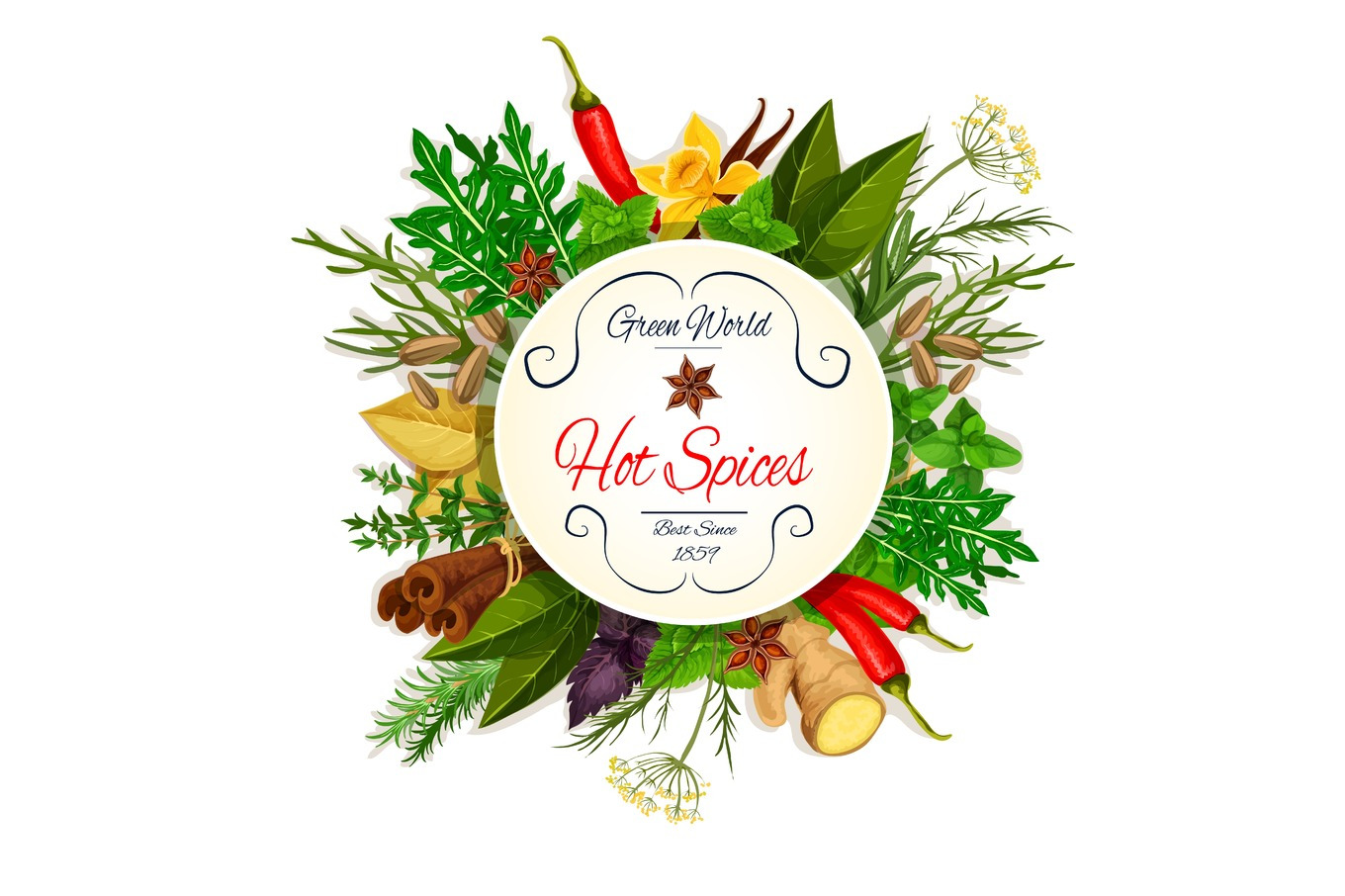 Hot spice and condiment poster for food design, a Food Illustration by ...