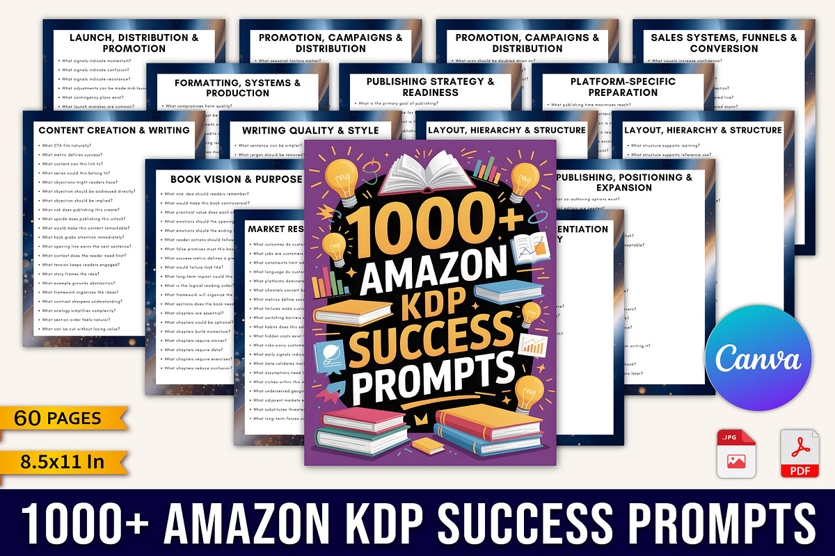 1000+ Amazon KDP Success Prompts, a Stationery Template by Designmela01