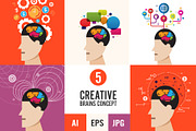 5 Creative Brains Concept, an Education Illustration by 329 CreativeWave
