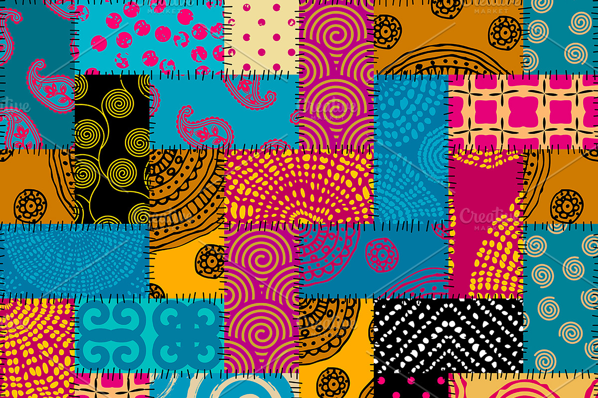 Textile patchwork patterns collection