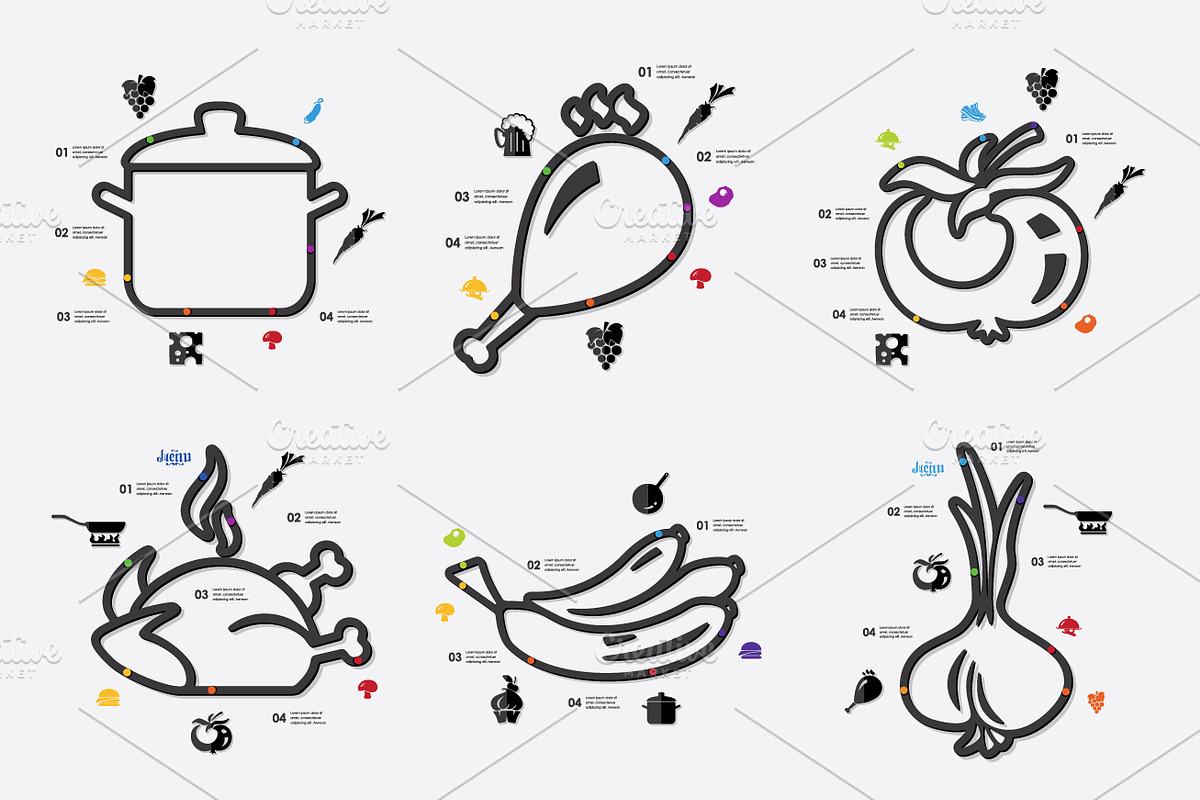 9 restaurant infographics, a Food Illustration by Palau