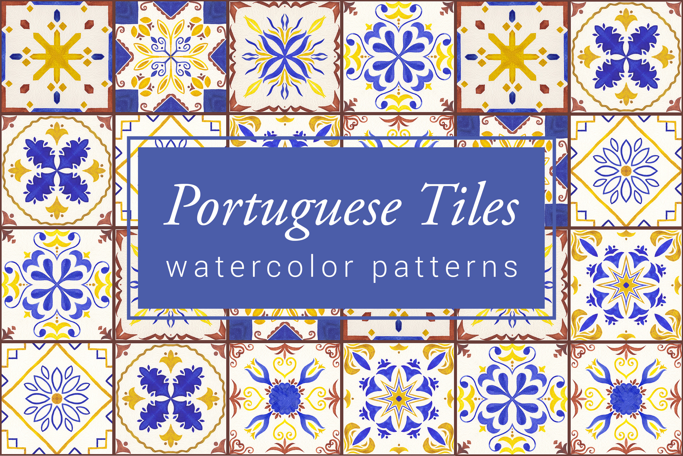 Portuguese Tiles Patterns, a Pattern Graphic by TanyaMakesART
