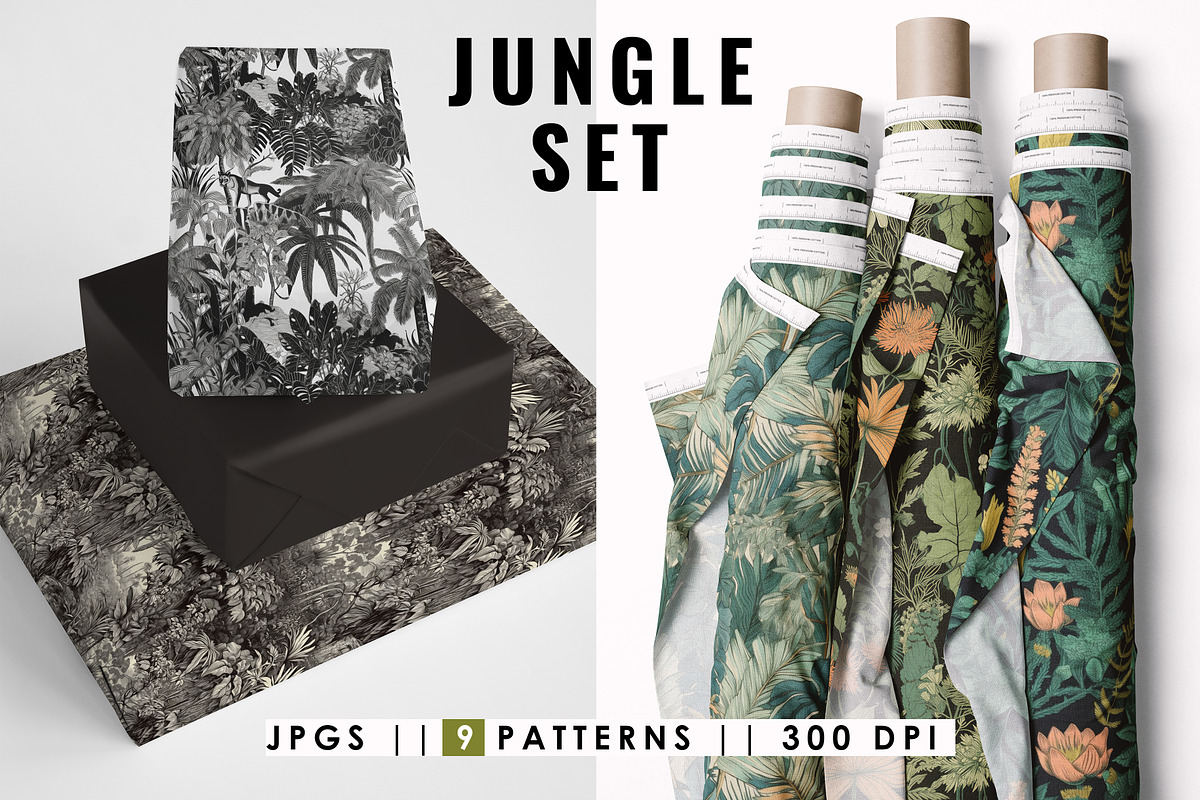 Jungle Set of 9 Seamless Patterns