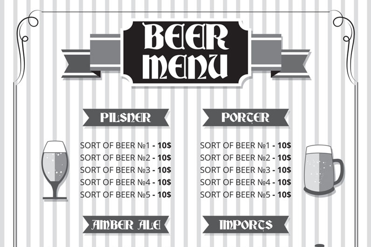 Beer Menu Template, a Flyer Template by Artolus