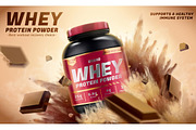 Whey protein powder banner ad, a Flyer Template by TotallypicRF