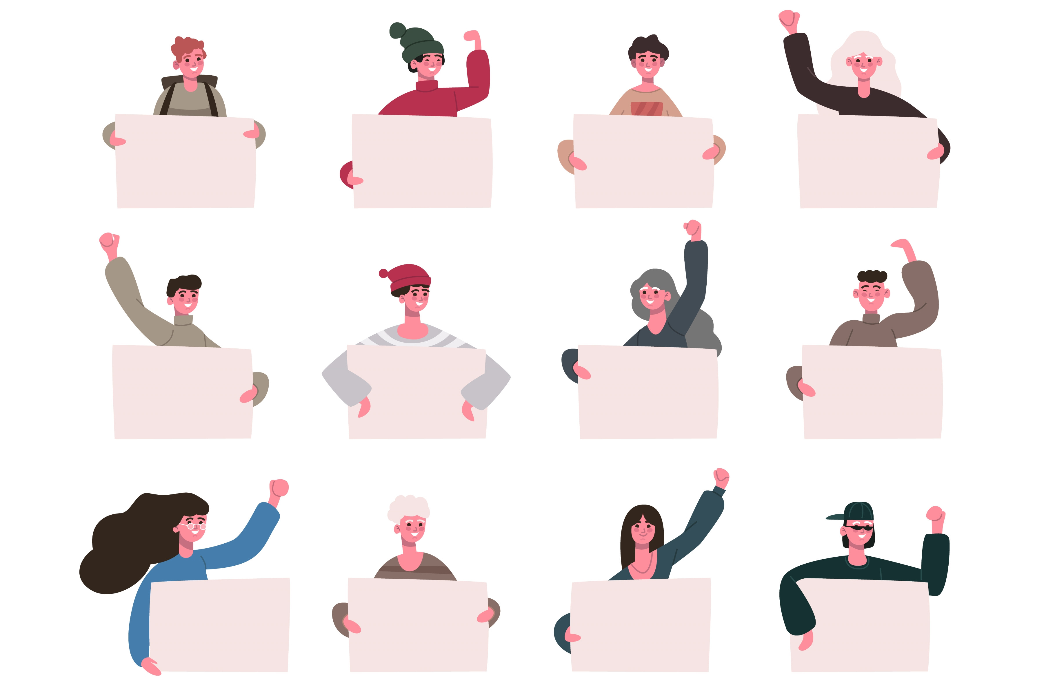 People holding placards. Male and | Background Graphics ~ Creative Market