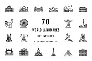 World Landmarks Outline Icons