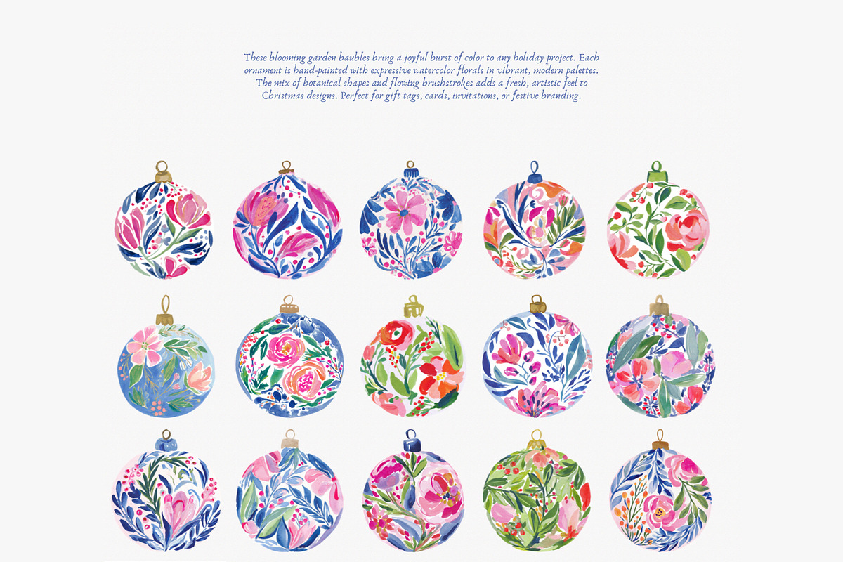 festive flower baubles collection