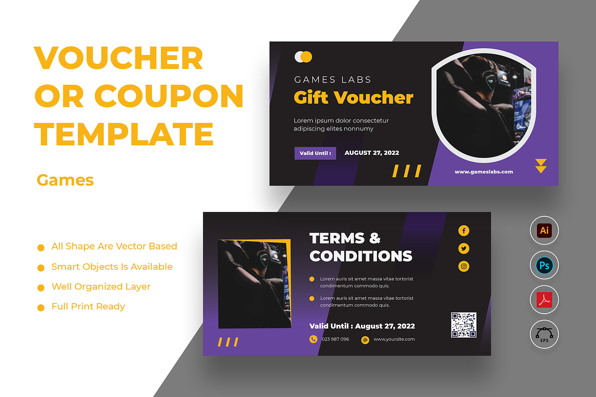 Games Gift Voucher, a Stationery Template by Rahardi Creative