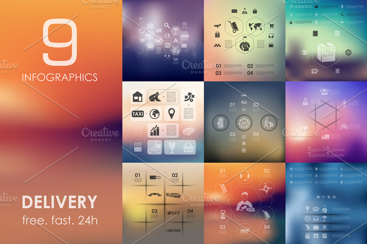 9 delivery infographics, a Presentation Template by Palau