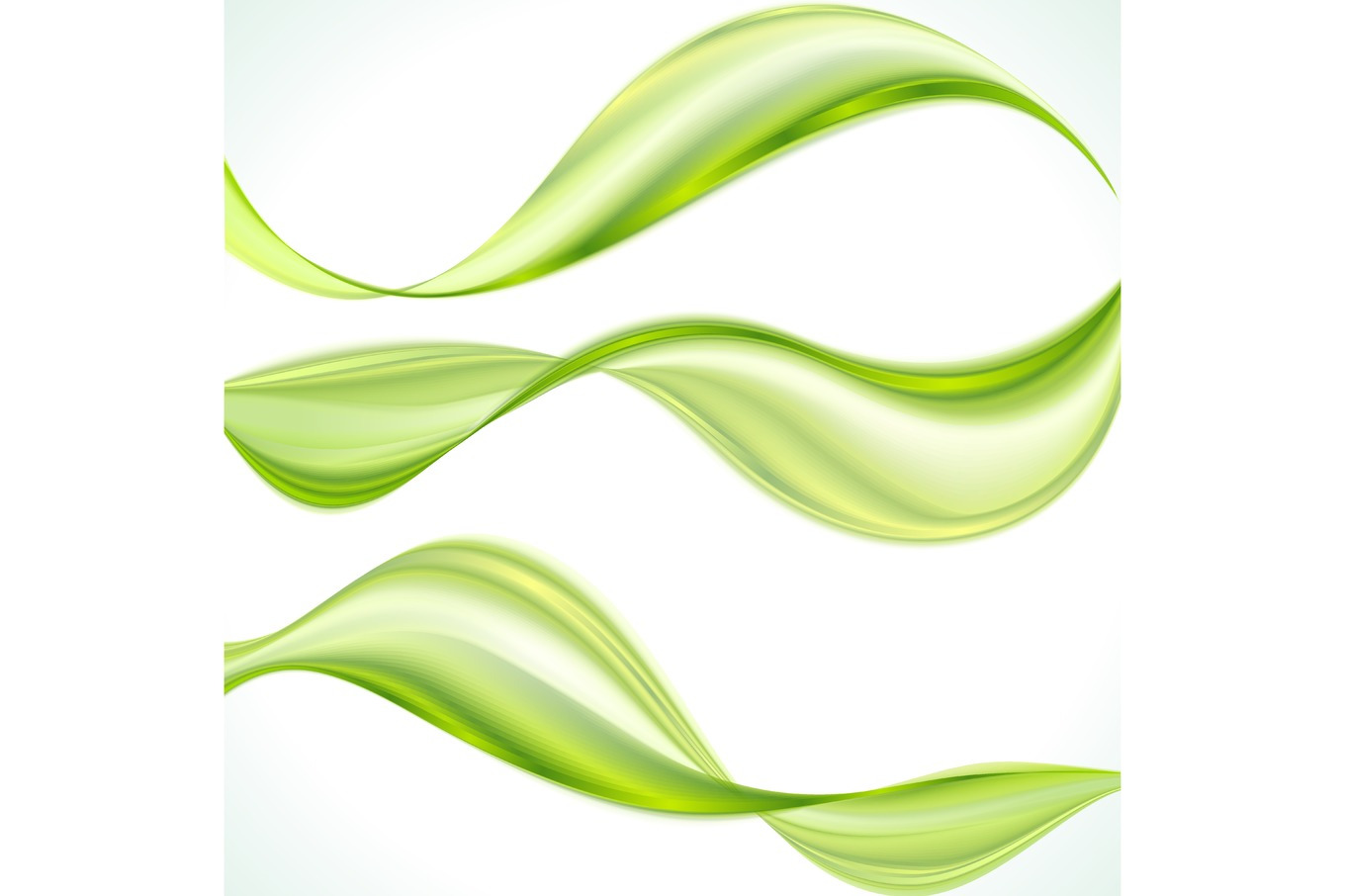 Set of abstract green wave, an Illustration by Valenty