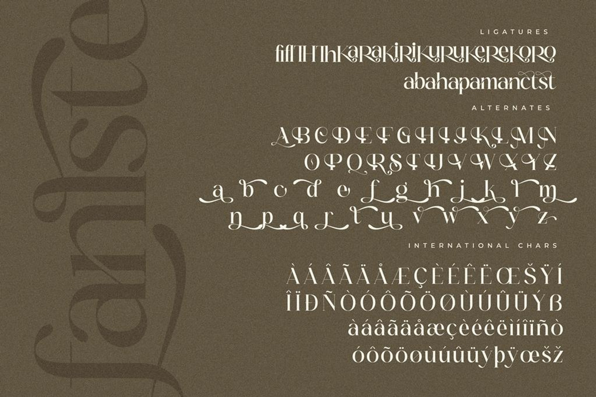 Fanlste Ligature Typeface Font, a Serif Font by Storytype Studio