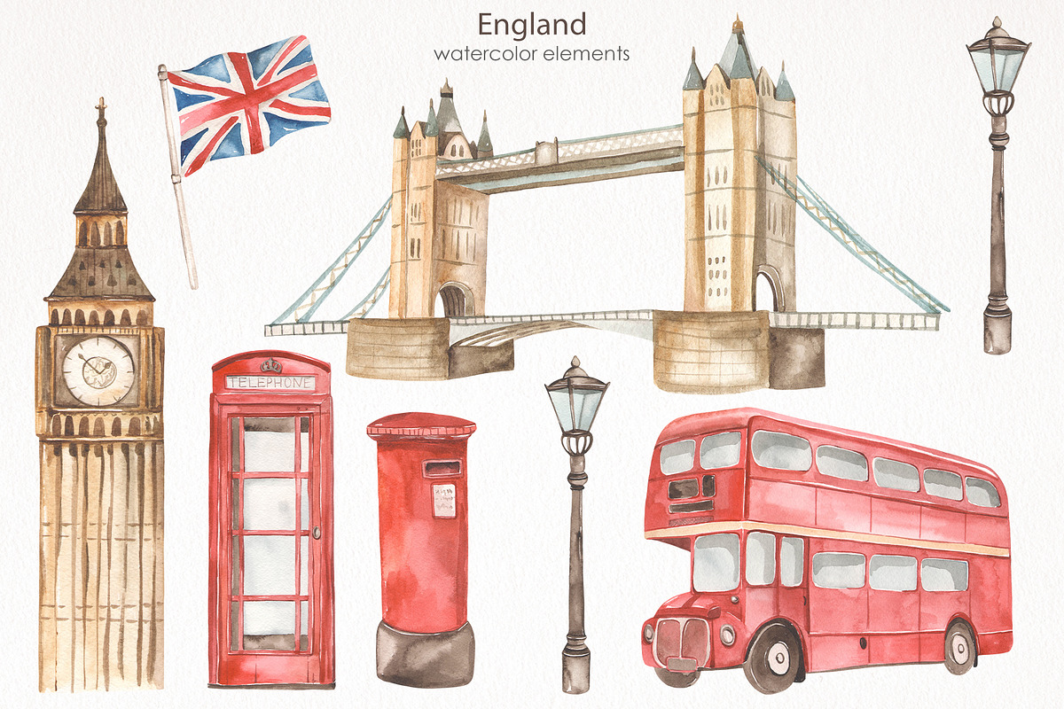 England watercolor collection
